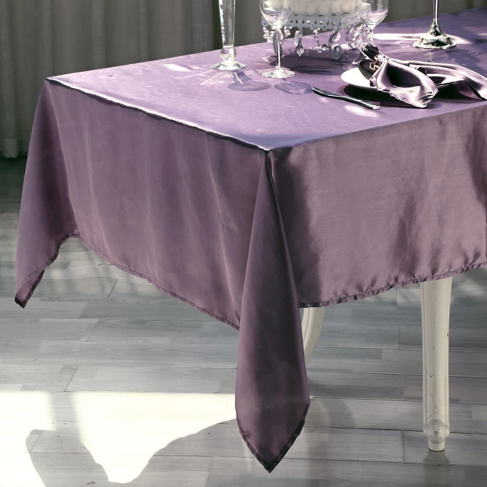 Tableclothsfactory 60x102 Rectangle Amethyst Wholesale Satin Tablecloth Banquet Linen Wedding Party Restaurant Tablecloth