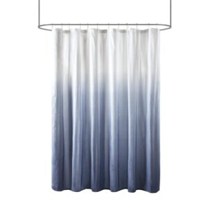 Madison Park Ara Shower Curtain, Seersucker Design Ombre Print, Modern Bathroom Decor, Machine Washable, Fabric Privacy Screen, 72x72, Blue