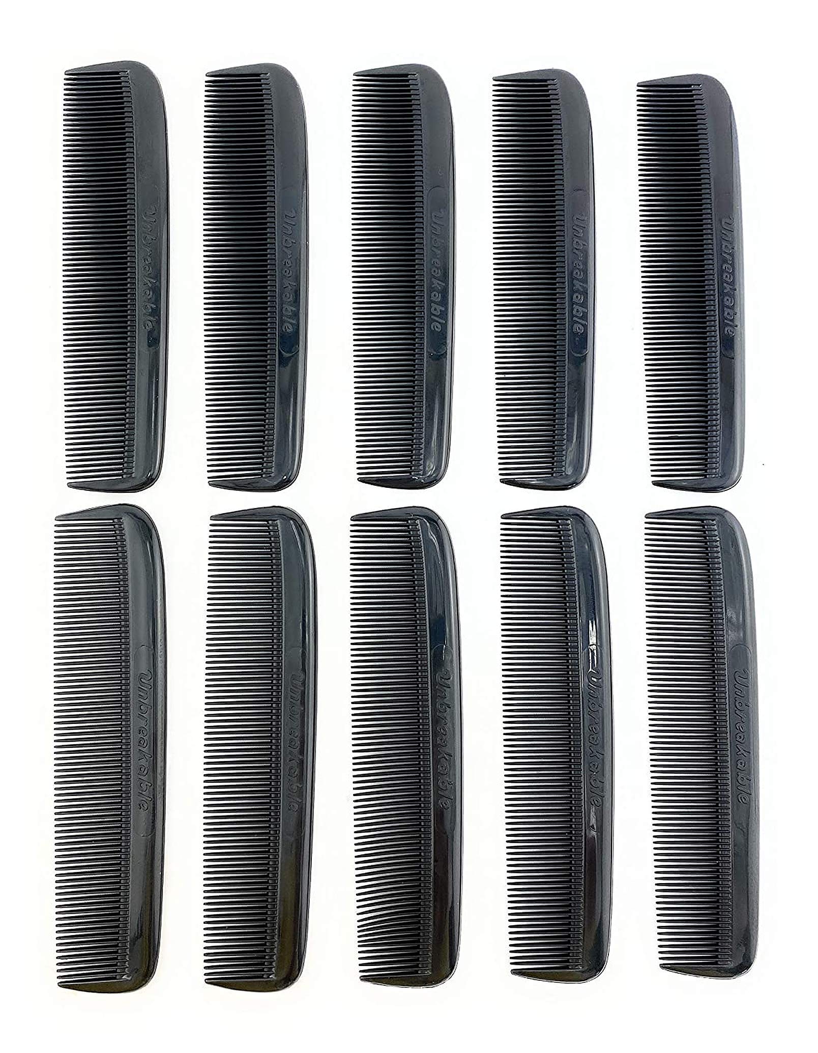 G.B.S Stylish Black Combs 5.07-inch Styling Essentials Comb Includes 10 Plastic Hair Combs Fine, All Fine Combs for Women, Men Grooming, Mustache Beard Pack of 10