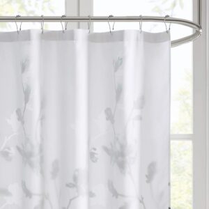 Madison Park Magnolia Shower Curtain, Luxurious Botanical Floral Print, Modern Serene Bathroom Décor, Machine Washable Bath Privacy Screen, 72x72, Aqua