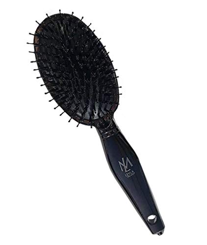 Leyla Milani Hair Detangler Brush - Miracle Brush Human Hair Brushes for Sensitive Scalp, Gentle Detangling, Shine, Volumizing, Nylon Boar Bristle, Best Paddle Brush for Women, Men, Kids (Black)