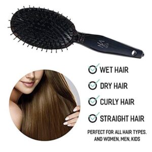 Leyla Milani Hair Detangler Brush - Miracle Brush Human Hair Brushes for Sensitive Scalp, Gentle Detangling, Shine, Volumizing, Nylon Boar Bristle, Best Paddle Brush for Women, Men, Kids (Black)