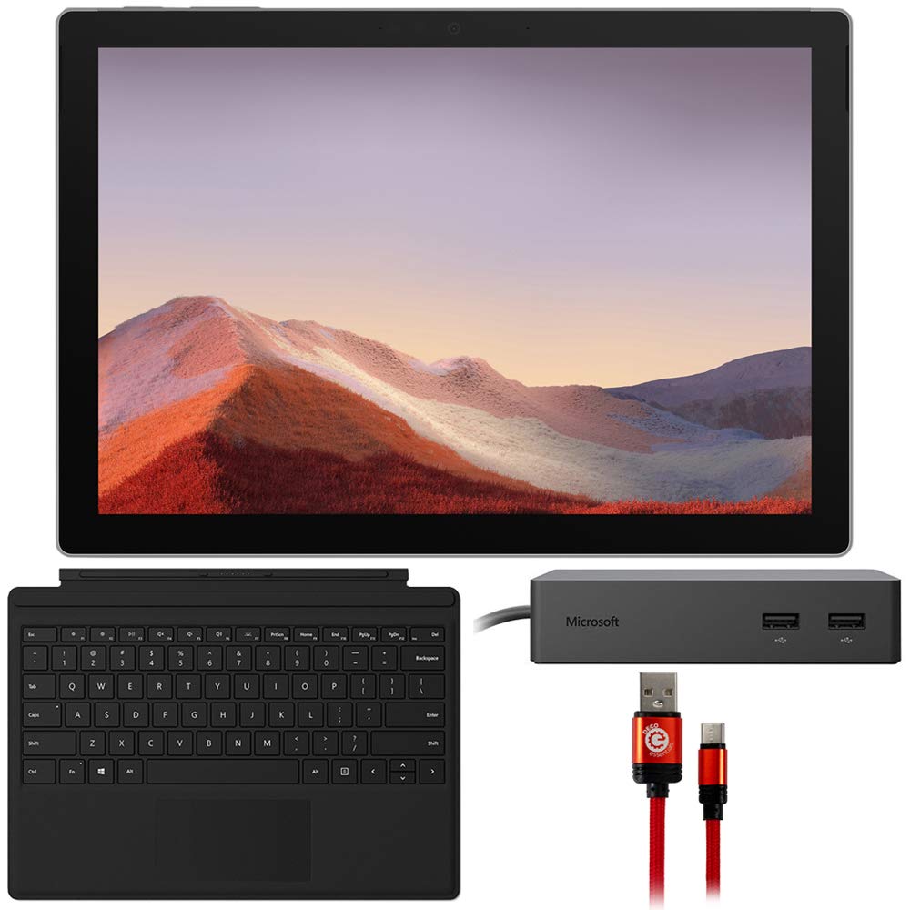 Microsoft VNX-00001 Surface Pro 7 12.3-inch Touch Intel i7-1065G7 16GB/256GB, Platinum Bundle Surface Dock, Surface Pro Signature Type Cover and Type-C Charge and Sync USB Cable