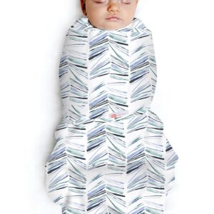 embé 2-Way Starter Baby Swaddle, 6-14 lbs, Newborn Swaddle Sack 0-3 Months, Zip & Velcro Swaddle 0-3 Months Baby Swaddles Wrap, Hip Healthy, Infant Swaddle - Angle Stripe