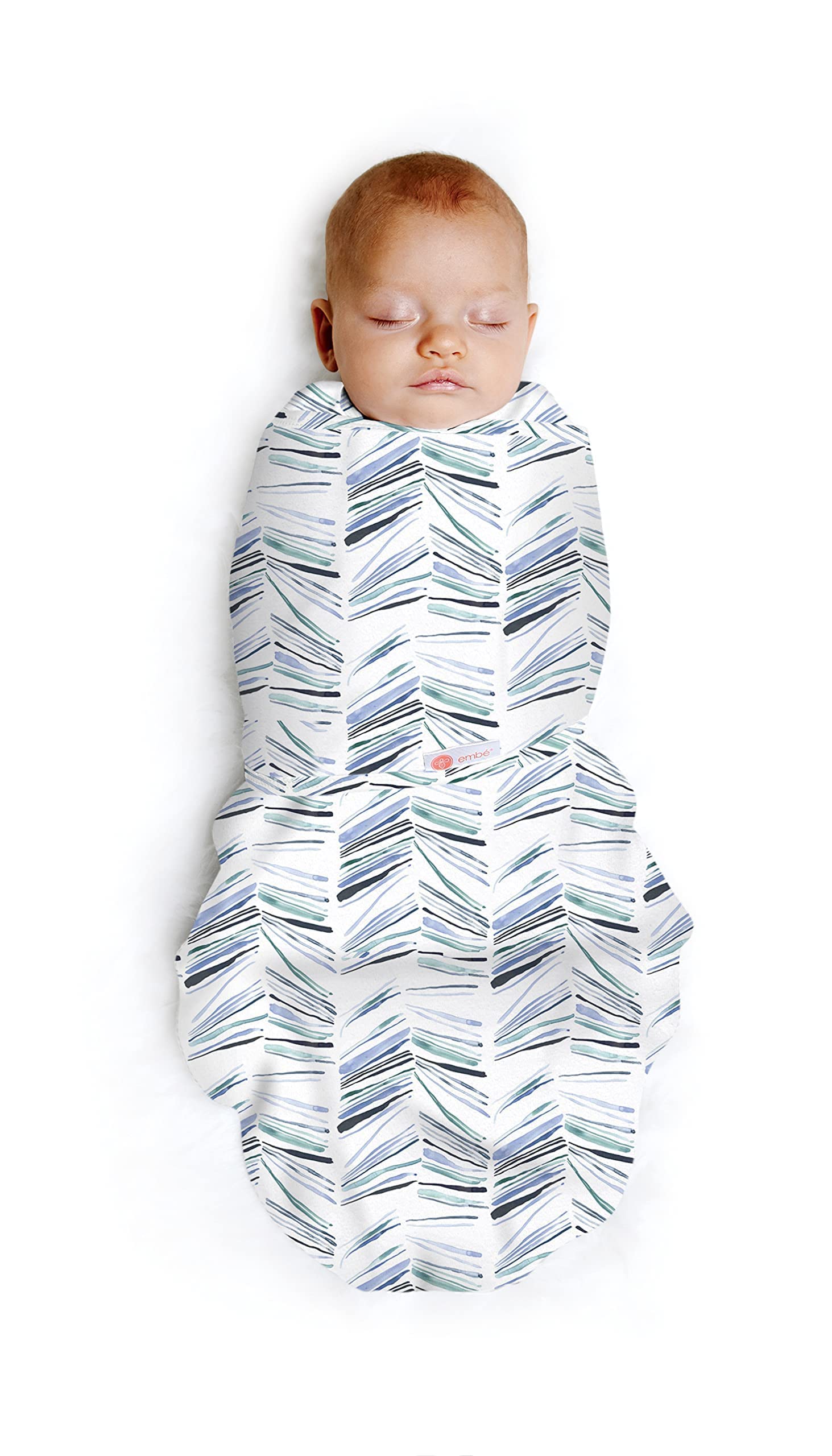 embé 2-Way Starter Baby Swaddle, 6-14 lbs, Newborn Swaddle Sack 0-3 Months, Zip & Velcro Swaddle 0-3 Months Baby Swaddles Wrap, Hip Healthy, Infant Swaddle - Angle Stripe