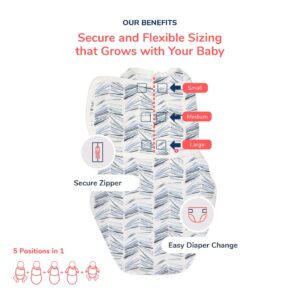 embé 2-Way Starter Baby Swaddle, 6-14 lbs, Newborn Swaddle Sack 0-3 Months, Zip & Velcro Swaddle 0-3 Months Baby Swaddles Wrap, Hip Healthy, Infant Swaddle - Angle Stripe