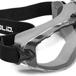 SolidWork Safety Goggles Anti-Fog Clear Lens with Adjustable Elastic Headband. Safety Goggles & Glasses Fit for All - Protective Eyewear for Men & Women.