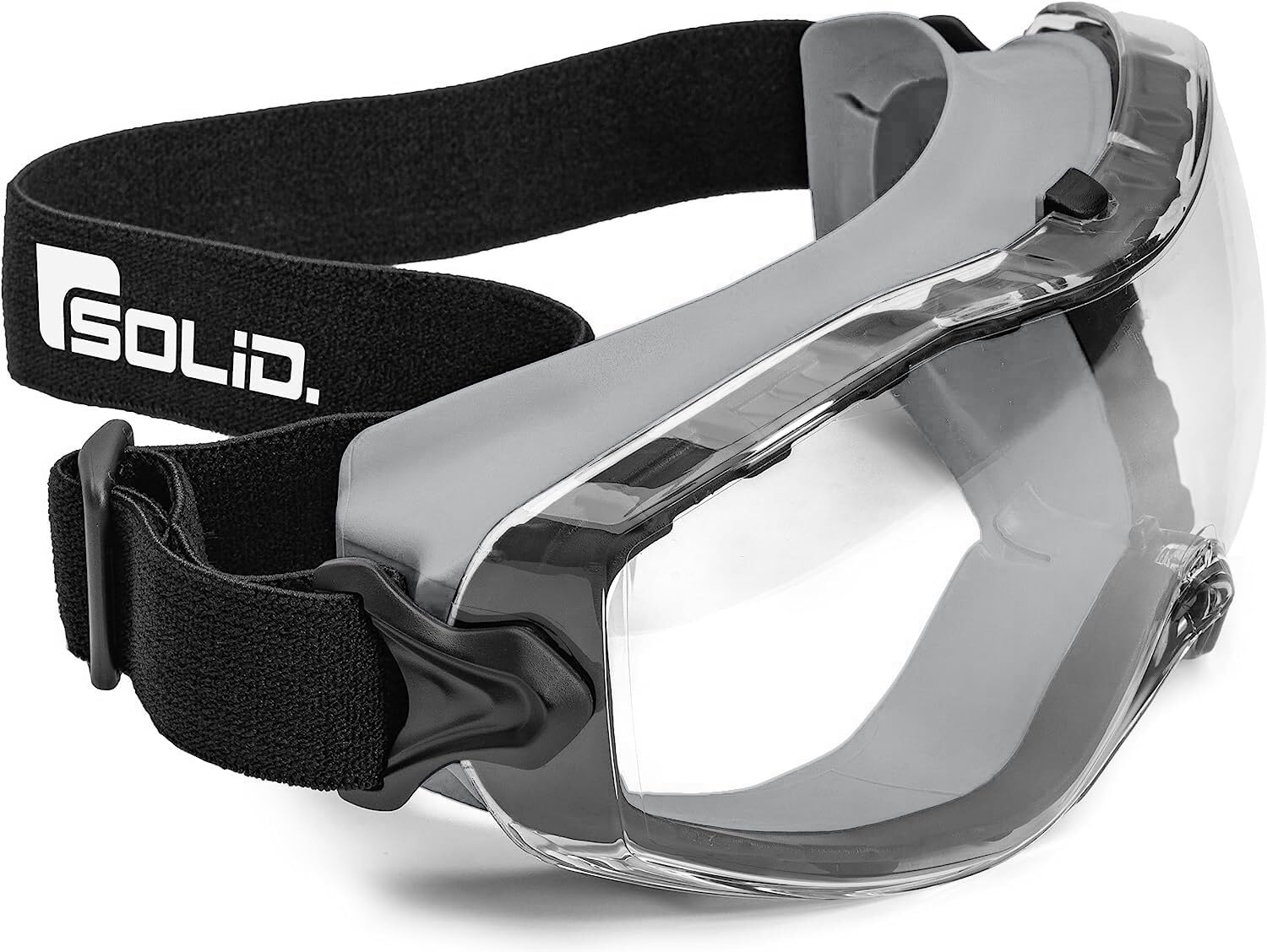 SolidWork Safety Goggles Anti-Fog Clear Lens with Adjustable Elastic Headband. Safety Goggles & Glasses Fit for All - Protective Eyewear for Men & Women.