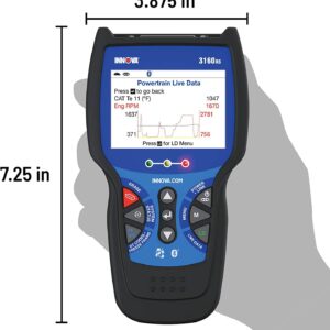 INNOVA 3160RS OBD2 Scanner, ABS Brake Bleeder, ABS SRS Engine Transmission Diagnoses, Airbag Light Reset, Car Battery Tester & Alternator Tester, Battery Reset, Fix & Parts Recommendations