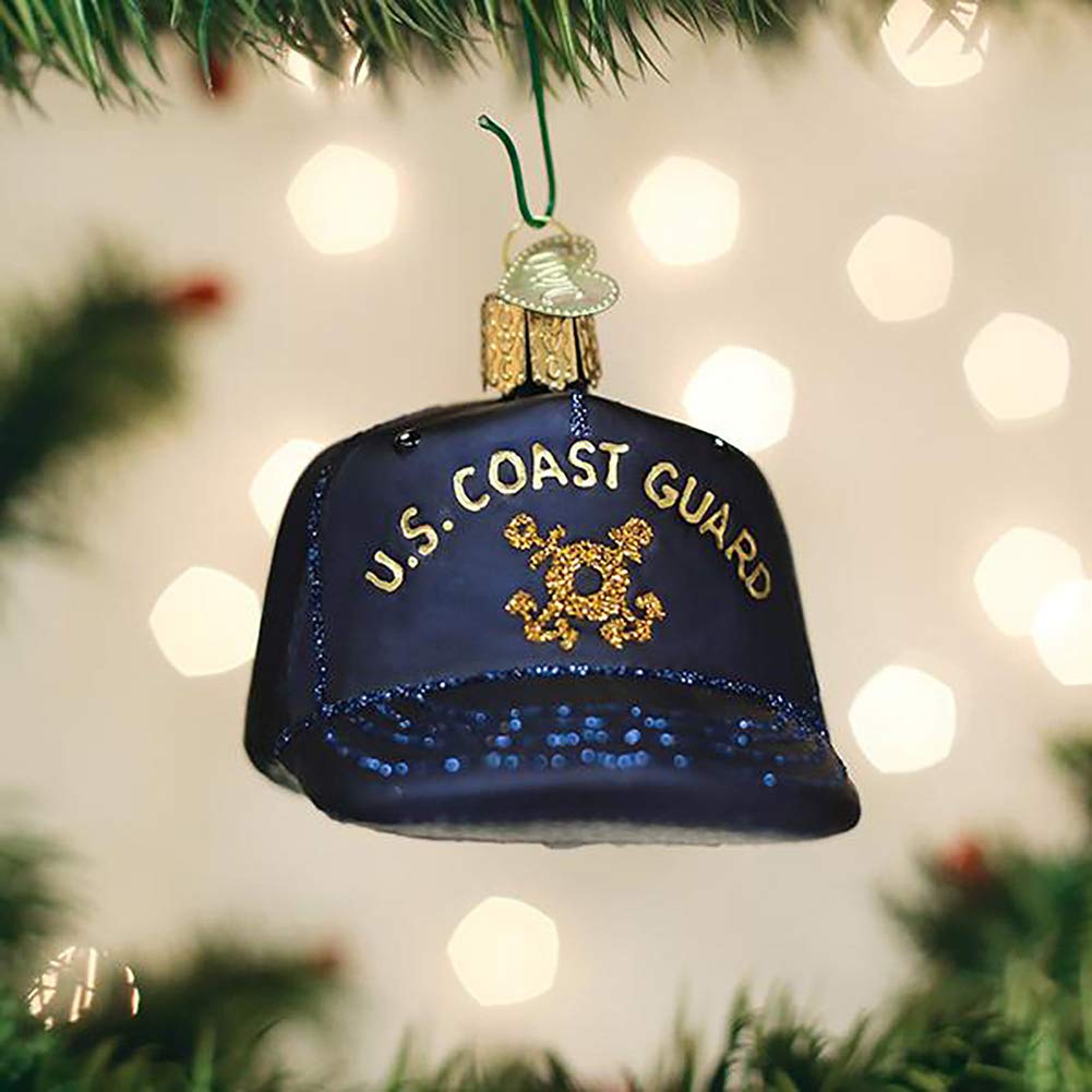 Old World Christmas Ornaments Coast Guard Cap Glass Blown Ornaments for Christmas Tree