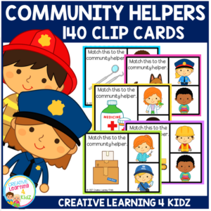 community helpers clip cards & memory cards