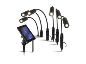 home zone security solar spotlights - high brightness outdoor decorative landscape solar spotlight with 10ft. cable from light to panel, 6-pack ,black