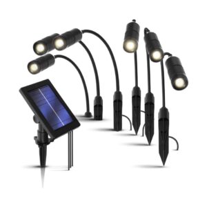 Home Zone Security Solar Spotlights - High Brightness Outdoor Decorative Landscape Solar Spotlight with 10ft. Cable from Light to Panel, 6-Pack ,Black