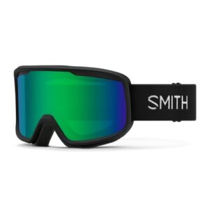 smith frontier goggles with carbonic-x lens – performance snowsports goggles with replaceable lens for skiing & snowboarding – for men & women – black + green sol-x mirror lens