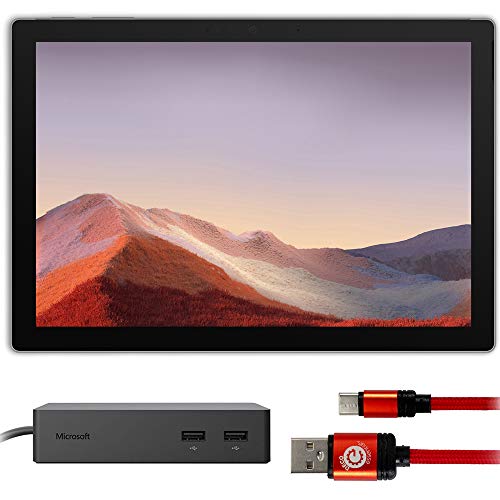 Microsoft VDX-00001 Surface Pro 7 12.3 inch Touch Intel i7-1065G7 16GB/1TB Platinum Bundle Surface Dock and Deco Essentials 3FT Braided Type-C Charge & Sync USB Cable