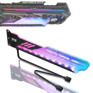 ezdiy-fab rgb gpu holder 5v 3-pin colorful rgb graphics card gpu support video card holder bracket, video card sag holder/holster bracket- 309-1