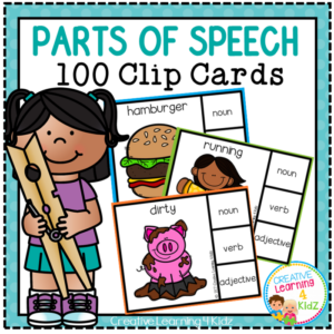 parts of speech clip cards