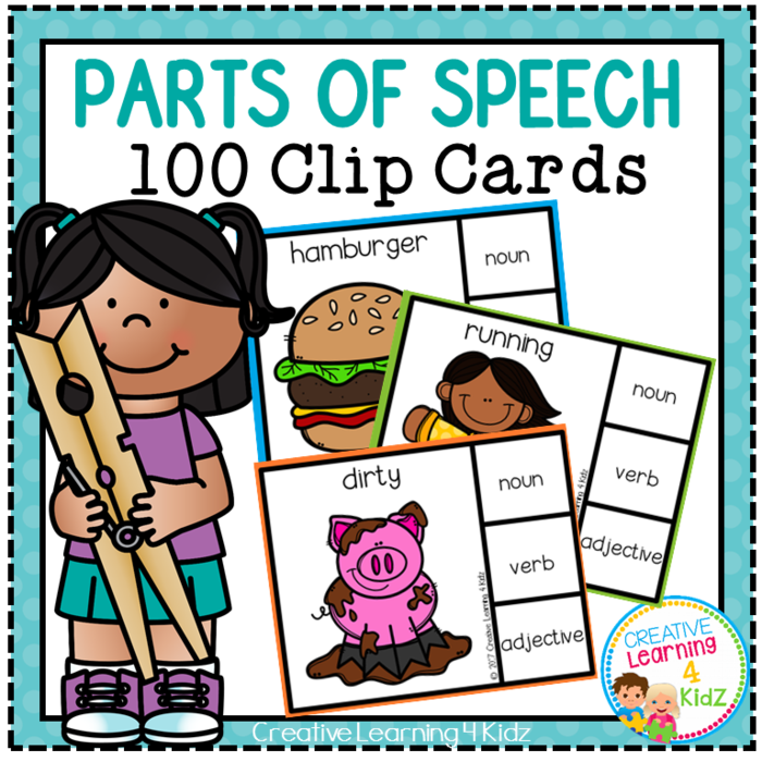 Parts of Speech Clip Cards