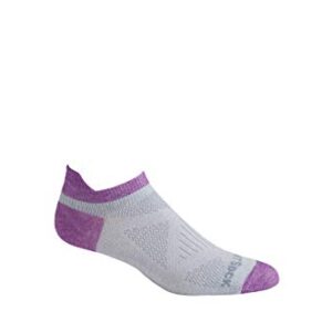 Wrightsock Women Specific Coolmesh II Blister Free Socks - Lightweight, Breathable for All Day Travel Lt. Grey/Plum, Medium