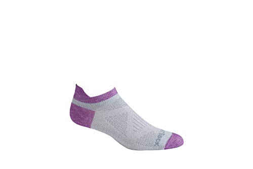 Wrightsock Women Specific Coolmesh II Blister Free Socks - Lightweight, Breathable for All Day Travel Lt. Grey/Plum, Medium