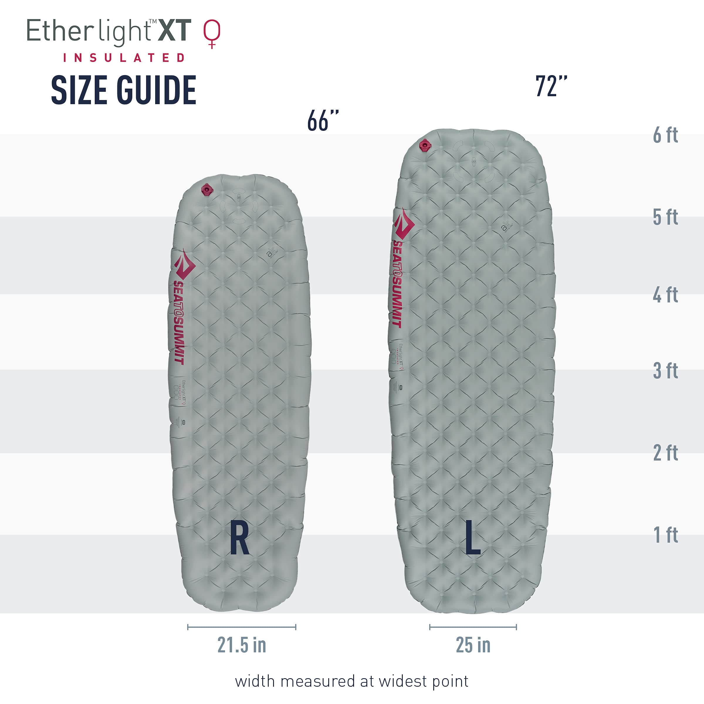 Sea to Summit Ether Light XT Extra-Thick Insulated Sleeping Pad, Women's Large (72 x 25 x 4 inches)