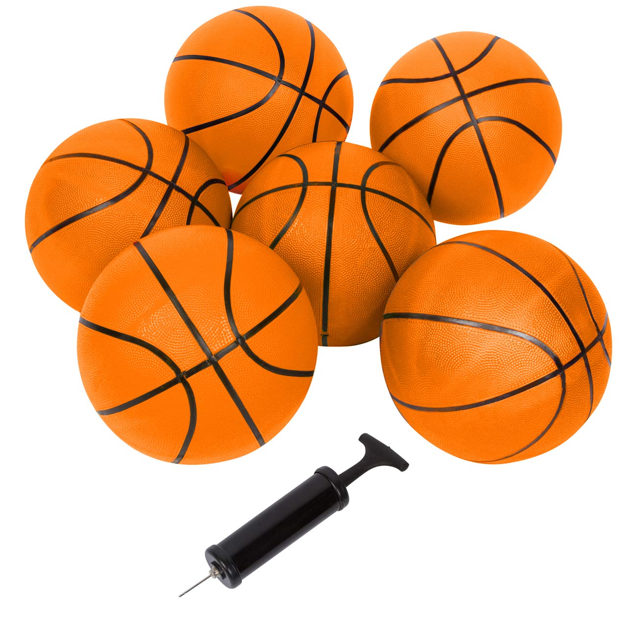 Trademark Innovations 29.5" Size 7 Regulation Size Basketballs - Set of 6 Orange with Pump