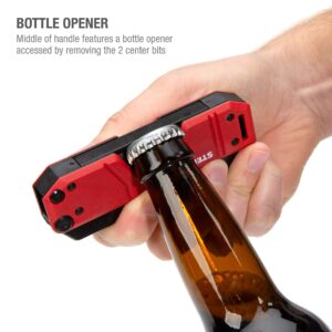 Steelman 10-In-1 Multi-Tip Folding Magnetic Pocket Screwdriver with Carrying Clip and Bottle Opener, Includes 3/16" and 1/4" Slotted, PH1, PH2, T15, T20, S1 and S2 Bits