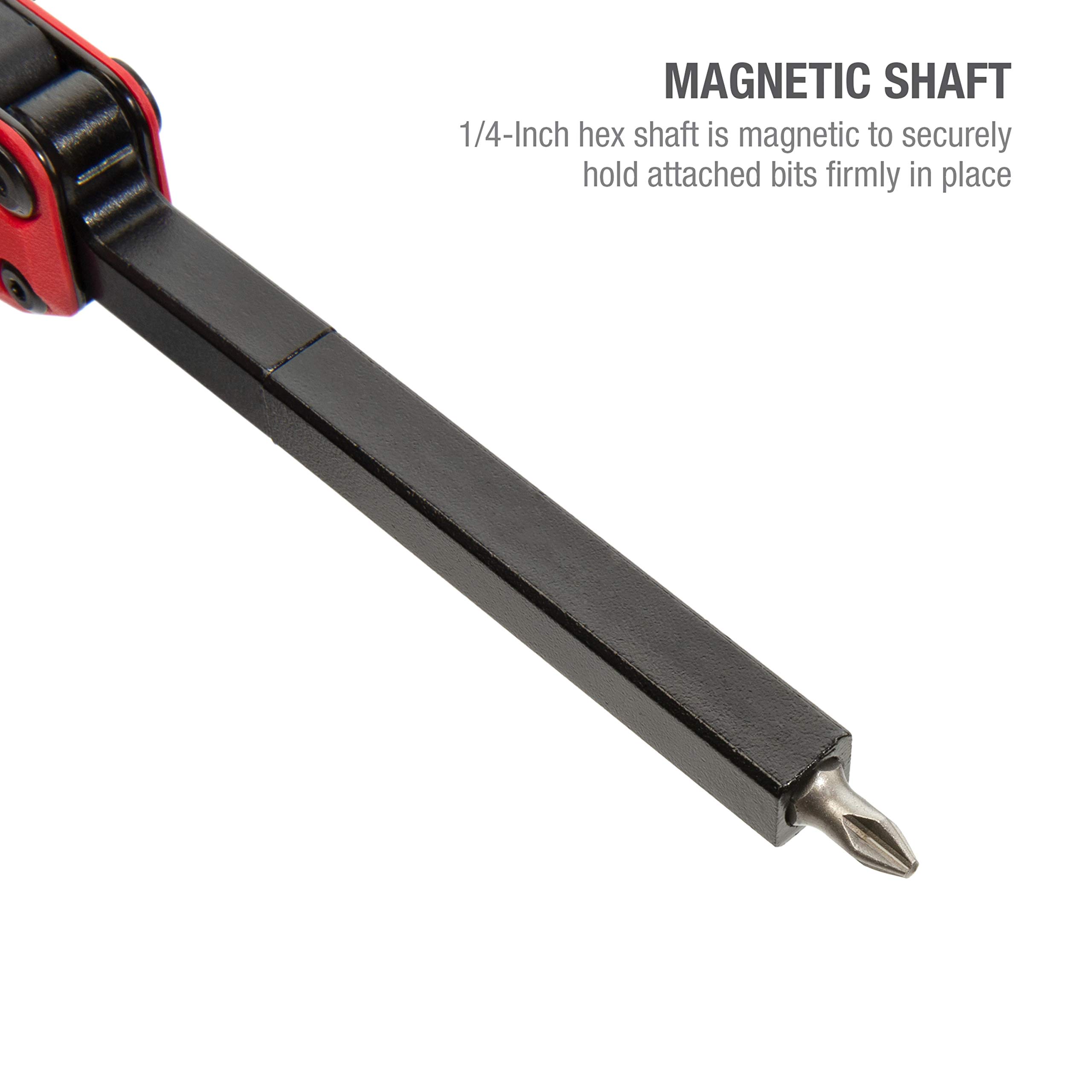 Steelman 10-In-1 Multi-Tip Folding Magnetic Pocket Screwdriver with Carrying Clip and Bottle Opener, Includes 3/16" and 1/4" Slotted, PH1, PH2, T15, T20, S1 and S2 Bits