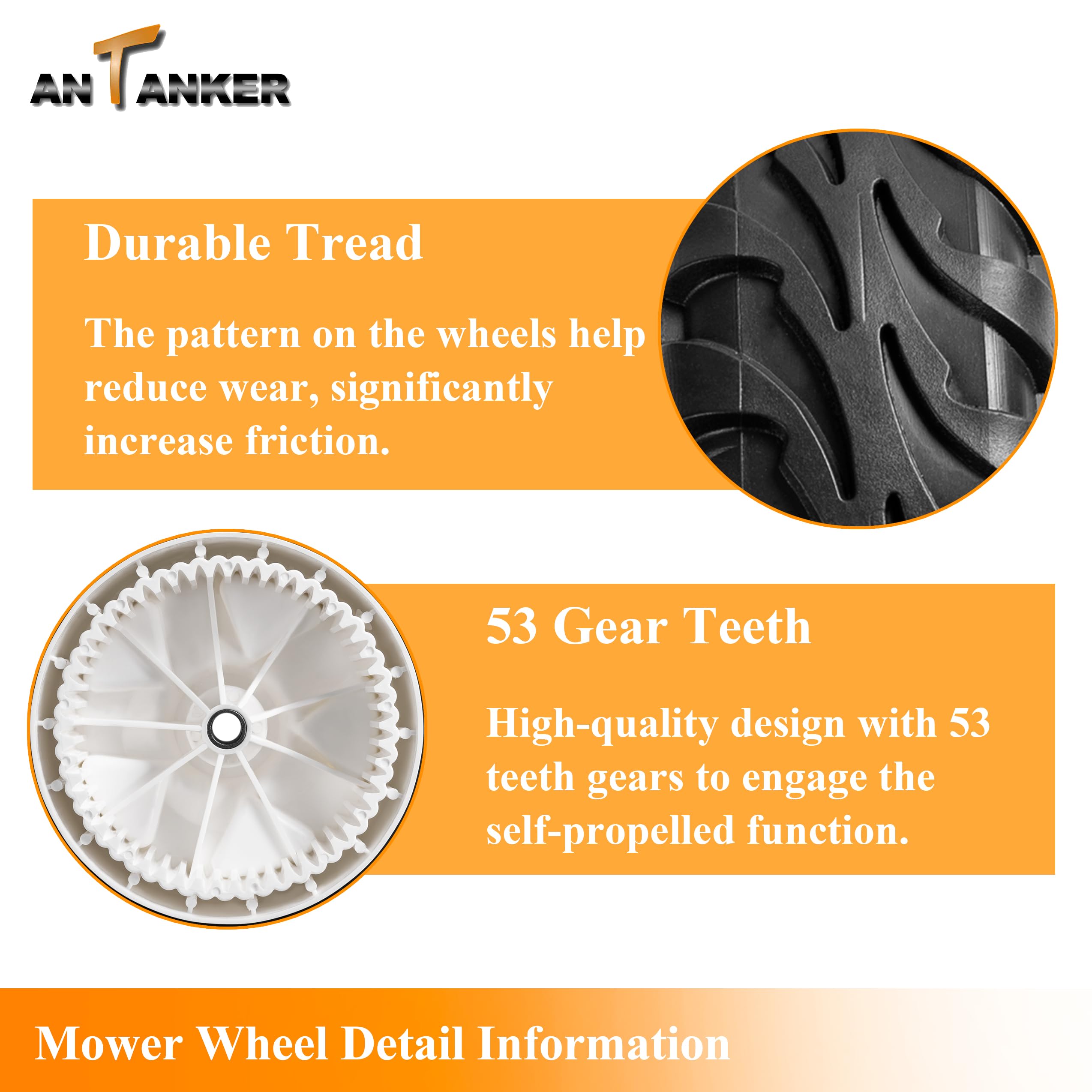 Antanker Drive Wheel Replace for Toro 119-0311 137-4832 115-2878 205-360 Drive Wheel for Toro 22" Recycler 20330 20339 20350 20370 20954 Self-propelled 8" Lawn Mower Front Drive Wheels 2 Pack