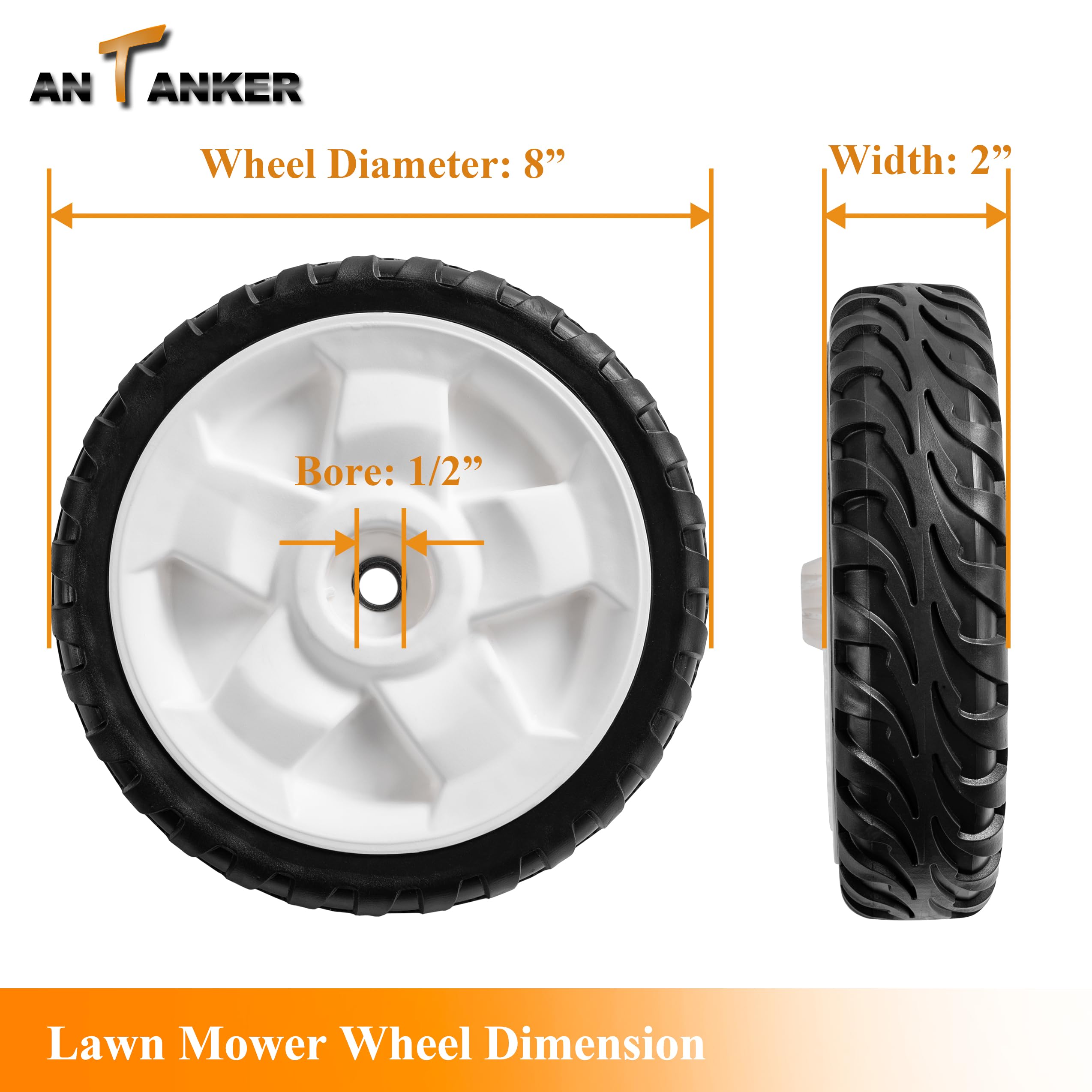 Antanker Drive Wheel Replace for Toro 119-0311 137-4832 115-2878 205-360 Drive Wheel for Toro 22" Recycler 20330 20339 20350 20370 20954 Self-propelled 8" Lawn Mower Front Drive Wheels 2 Pack