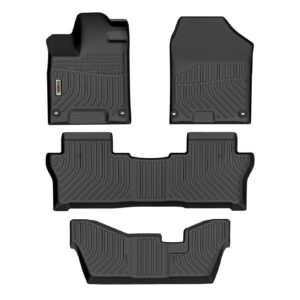 orealtrend car mats replacement for floor liners honda pilot 8 seats 2016-2022 heavy duty all weather guard black front and rear car carpet-custom fit-tough/durable/odorless