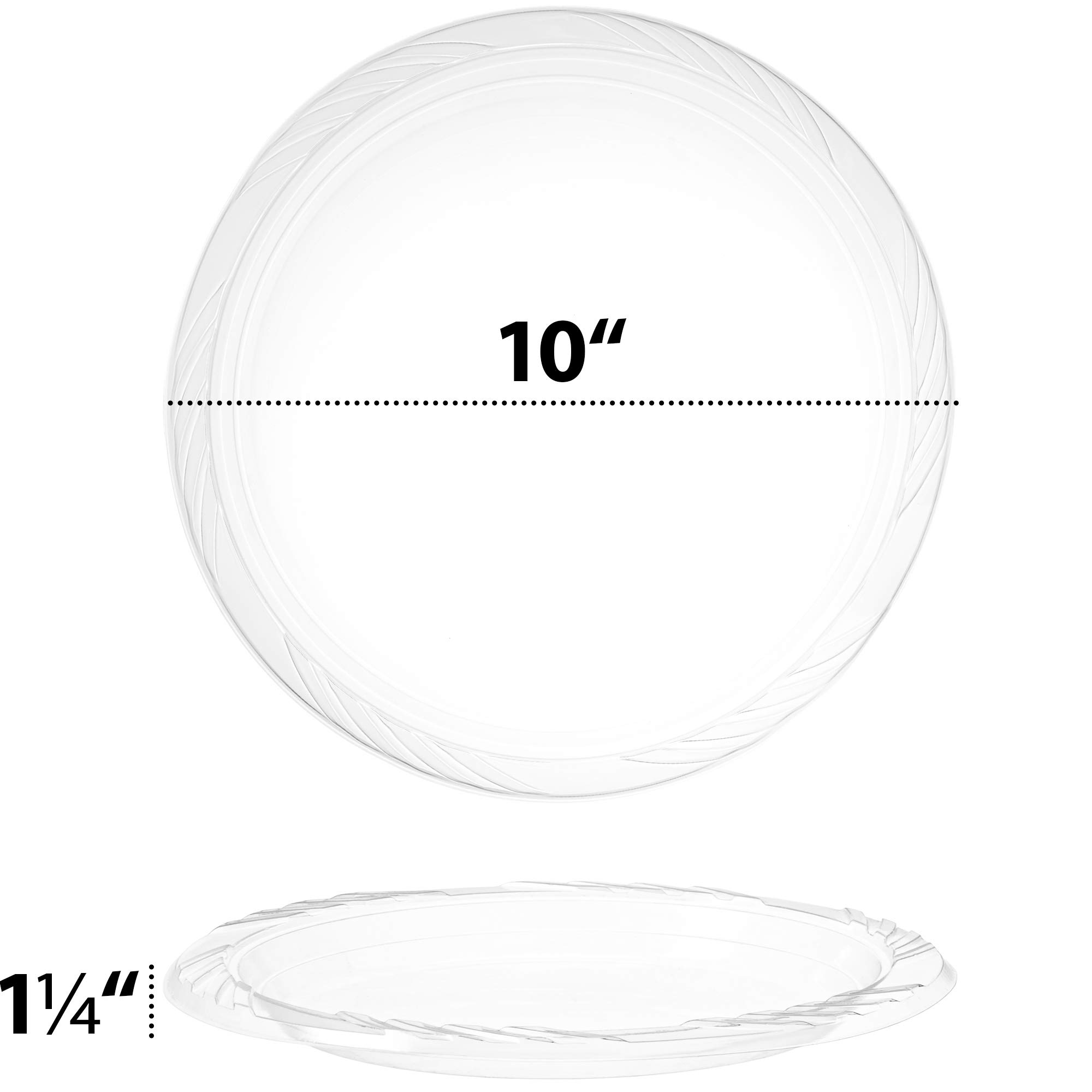 PLASTICPRO 10'' inch Premium Crystal Clear Disposable Plastic Dinnerware Party Plate Pack of 40