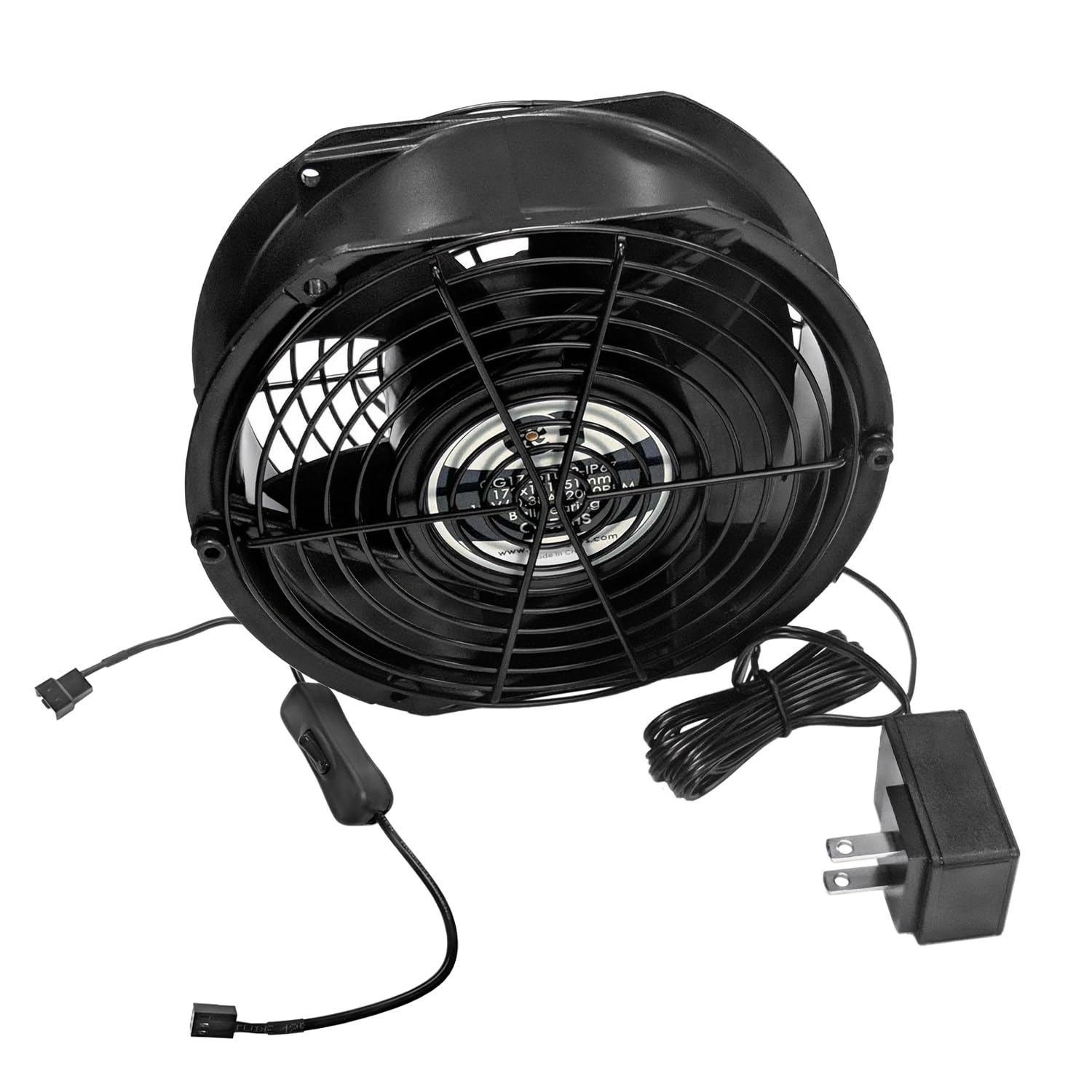 Coolerguys 7" (172mm x 152mm x 51mm) 12v Waterproof Fan with Power Supply