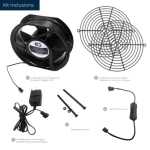 Coolerguys 7" (172mm x 152mm x 51mm) 12v Waterproof Fan with Power Supply