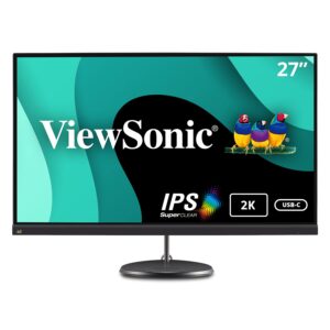 viewsonic vx2785-2k-mhdu 27 inch 1440p frameless ips monitor with usb 3.2 type c hdmi displayport inputs and freesync for home and office (renewed)