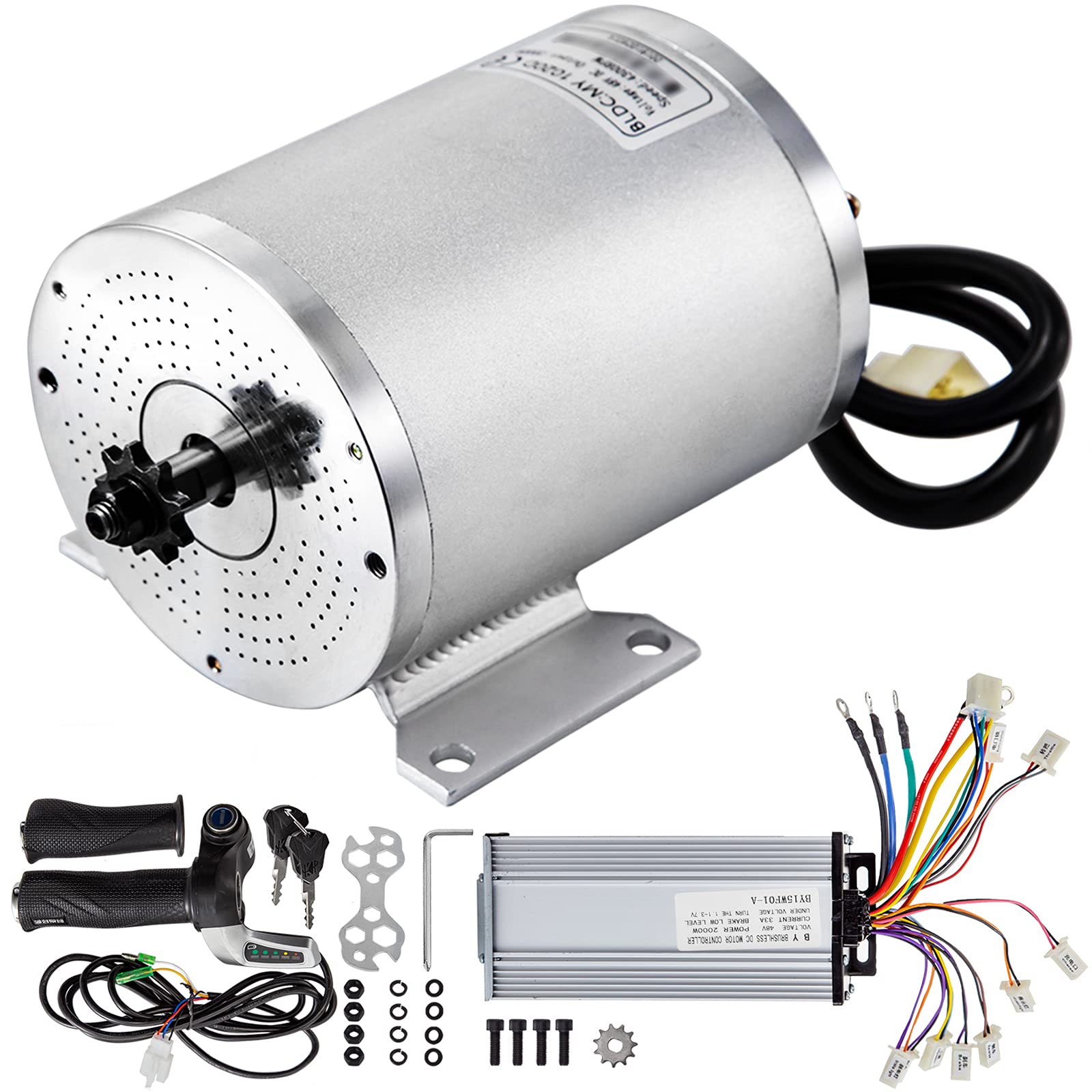 BestEquip Brushless Motor Kit,2000W 48V 42A 4300RPM High Speed Electric Scooter Motor,with Mounting Bracket,Speed Controller Bicycle Motorcycle Mid Drive Motor