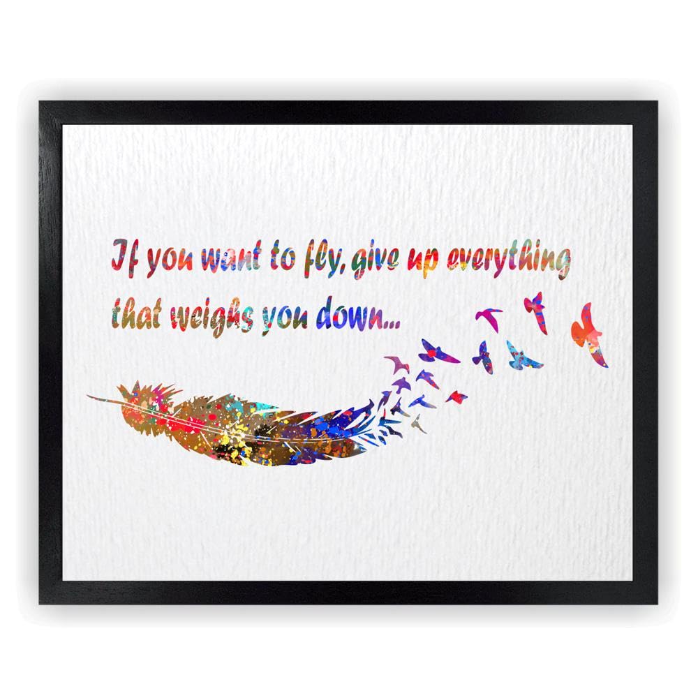 Dignovel Studios 8X10 Unframed Feather Motivational Inspirational Inspiring Quotes Watercolor Art Print Poster Home Decor DN505