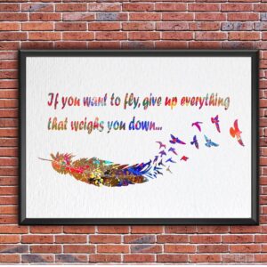 Dignovel Studios 8X10 Unframed Feather Motivational Inspirational Inspiring Quotes Watercolor Art Print Poster Home Decor DN505