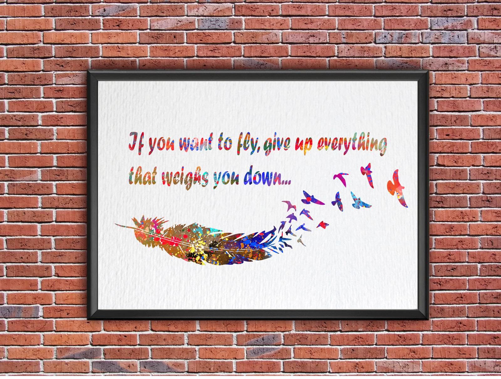 Dignovel Studios 8X10 Unframed Feather Motivational Inspirational Inspiring Quotes Watercolor Art Print Poster Home Decor DN505