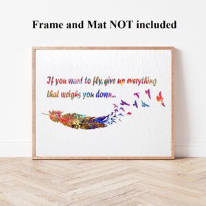 Dignovel Studios 8X10 Unframed Feather Motivational Inspirational Inspiring Quotes Watercolor Art Print Poster Home Decor DN505