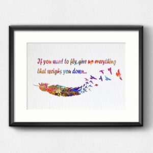 Dignovel Studios 8X10 Unframed Feather Motivational Inspirational Inspiring Quotes Watercolor Art Print Poster Home Decor DN505