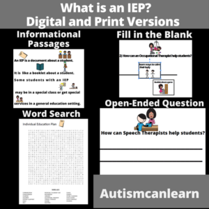 what is an iep? an informational booklet for visual learners with questions, print and digital versions