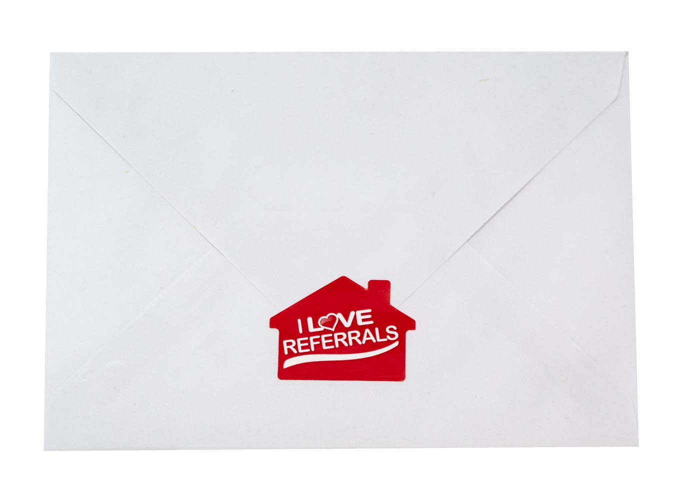 House Shaped I Love Referrals Sticker - Great Real Estate Agents and Sales Supplies (House Shape, I Love Referrals)