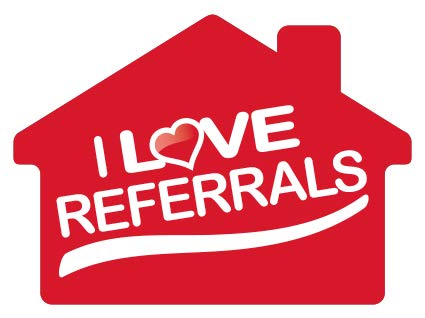 House Shaped I Love Referrals Sticker - Great Real Estate Agents and Sales Supplies (House Shape, I Love Referrals)