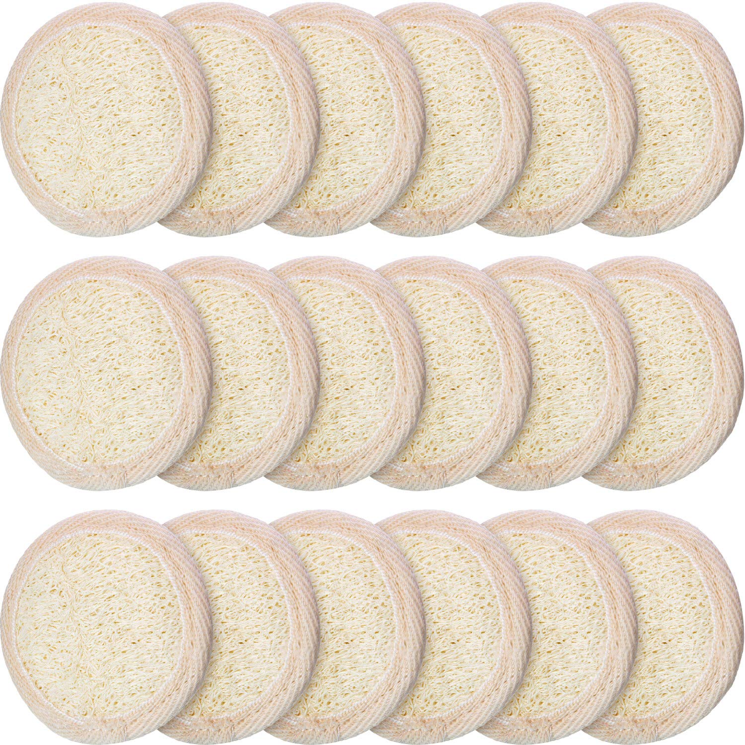 18 Packs Exfoliating Loofah Sponge Pads Mini Facial Body Bath Shower Loofah Sponge Pad Natural Exfoliating Scrubber Brush for Men Women