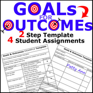 goal setting template > self directed 2-step handouts for achieving student assignment objectives! (no prep printables)