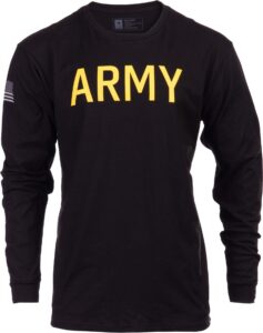 ann arbor t-shirt co. army pt style shirt | u.s. military physical training workout long sleeve t-shirt, black- s