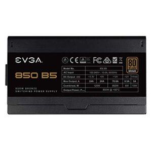 EVGA 850 B5, 80 Plus BRONZE 850W, Fully Modular, EVGA ECO Mode, 5 Year Warranty, Compact 150mm Size, Power Supply 220-B5-0850-V1