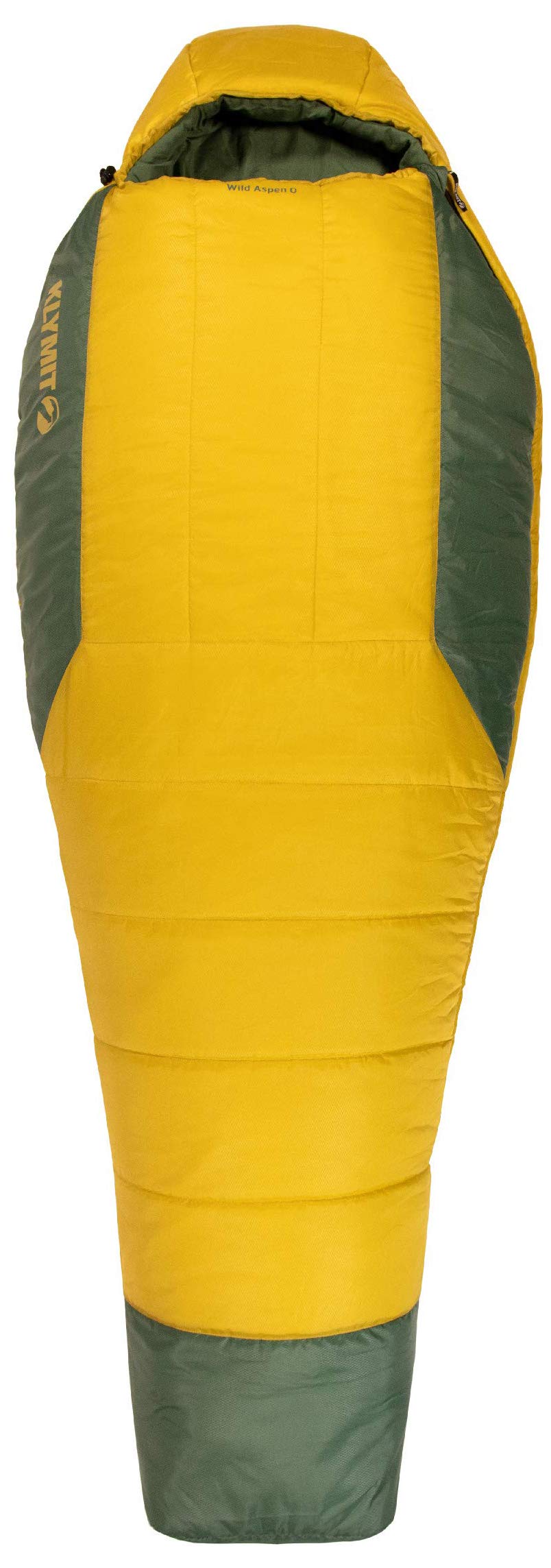 Klymit Wild Aspen Lightweight Mummy Sleeping Bag, Cold Weather Sleeping Bag for Camping, Hiking, and Backpacking, Yellow