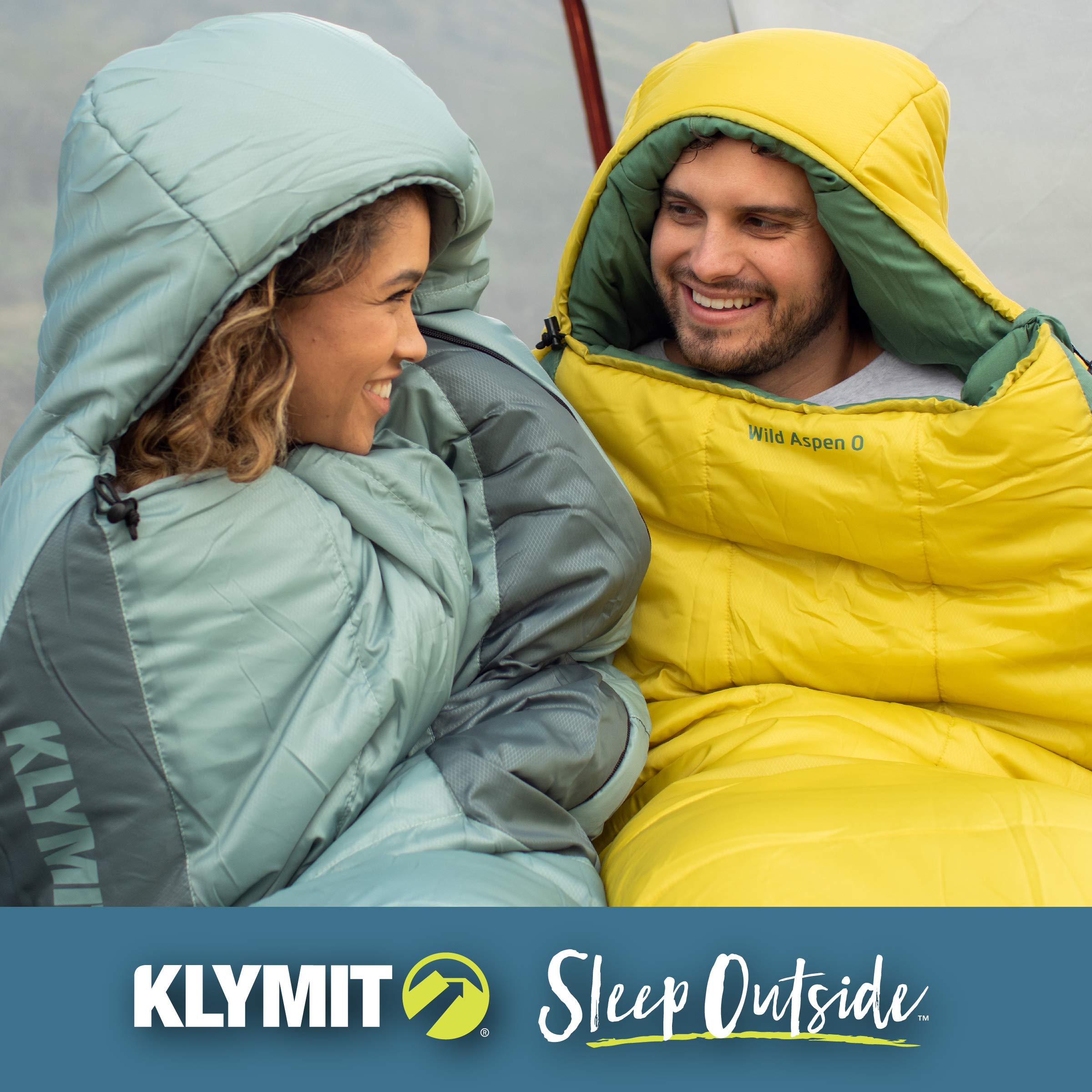 Klymit Wild Aspen Lightweight Mummy Sleeping Bag, Cold Weather Sleeping Bag for Camping, Hiking, and Backpacking, Yellow